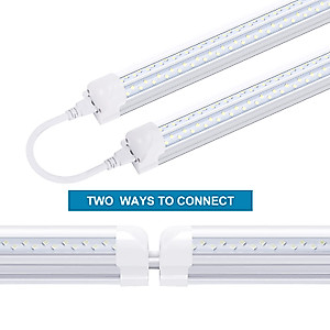 FALANFA 8FT T8 V Shape Integrated Tube Light Double Side 4 Row,120W LED Shop Light Fixture, AC85-277V 14400 Lumens 6000K Cold White, LED Cooler Door Light 25 Pack