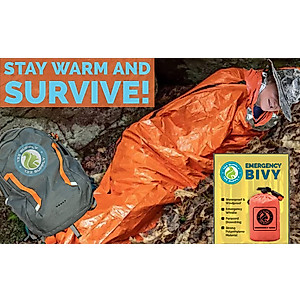 133 SUPPLY 2PK Emergency Sleeping Bags for Survival Sleeping Bag Emergency Sleeping Bag Emergency Bivy Sack Thermal Blankets Survival Gear Emergency Supplies Camping Hiking Gear Outdoor Life Disaster