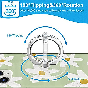 Transparent Phone Ring Holder 2 Pcs, Jsoerpay Clear Cell Phone Ring Holder with Diamond, Finger Grip 360°Rotation Compatible with Most of The Phones, Tablet and Case (Silver)