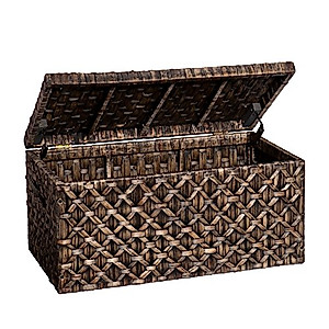 Southern Enterprises Water Hyacinth Diamond Weave Storage Trunk, Blackwashed Finish