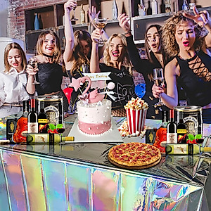 JXPARTYY 4 Pack Iridescent Tablecloth, 54" x 108" Table Cloths Iridescence Plastic Disposable Table Covers Iridescent Disco Party Decorations, Birthday Decor Tablecloth for Buffet Table (Laser)