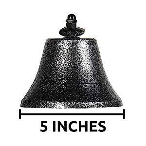 Upstreet Dinner Bell for Outside or Inside Made of Red Copper Hanging Bell, Cast Iron Outdoor Bell to Wall Mounted Surfaces for Church, Home, and School Bell (Cinereous, 6)