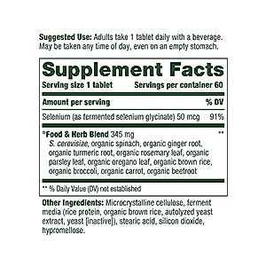 MegaFood Selenium - Supplement to Support Optimal Health and Immune System - Includes Nourishing Food and Herb Blend - Vegan, Non-GMO - Made Without 9 Food Allergens - 60 Tablets (60 Servings)
