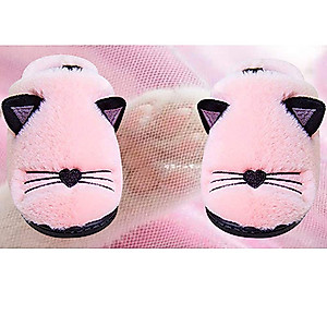Boys Girls Warm Slippers Kids Family Cute Cat Household Anti-Slip Indoor Home Slippers (12-13 Little Kid, Pink cat)