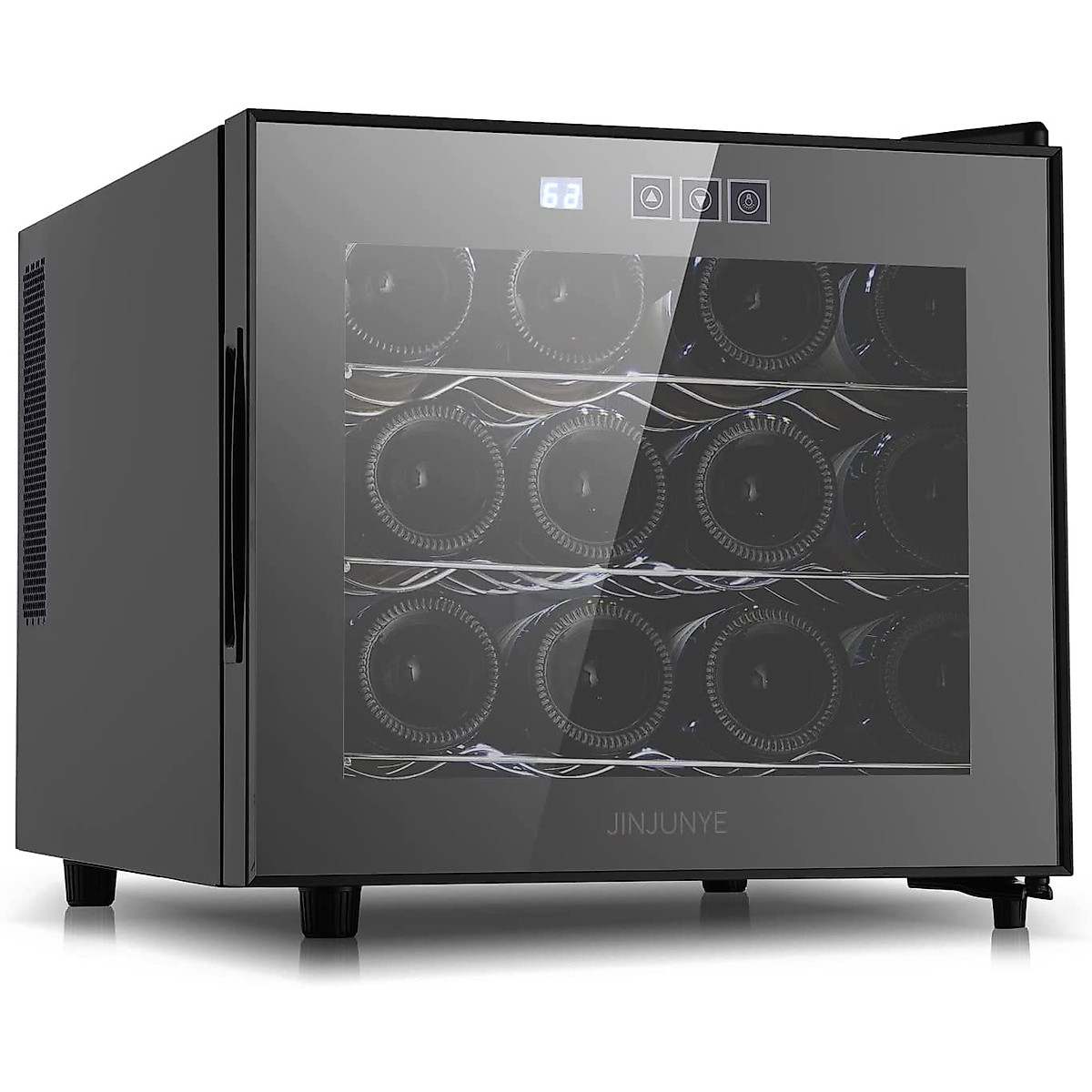 JINJUNYE Wine Cooler Refrigerator, Wine Fridge Small Countertop with Digital Temperature Control, 12 Bottle Mini Freestanding Wine Cellar for Wine, Beer, Gift for Wine Lover