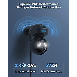 REOLINK PTZ Camera Outdoor, 5MP HD WiFi Camera for Home Security, 2.4/5 GHz WiFi, Auto Tracking, 3X Optical Zoom, Smart Person/Vehicle Detection, Color Night Vision with Spotlights, E1 Outdoor