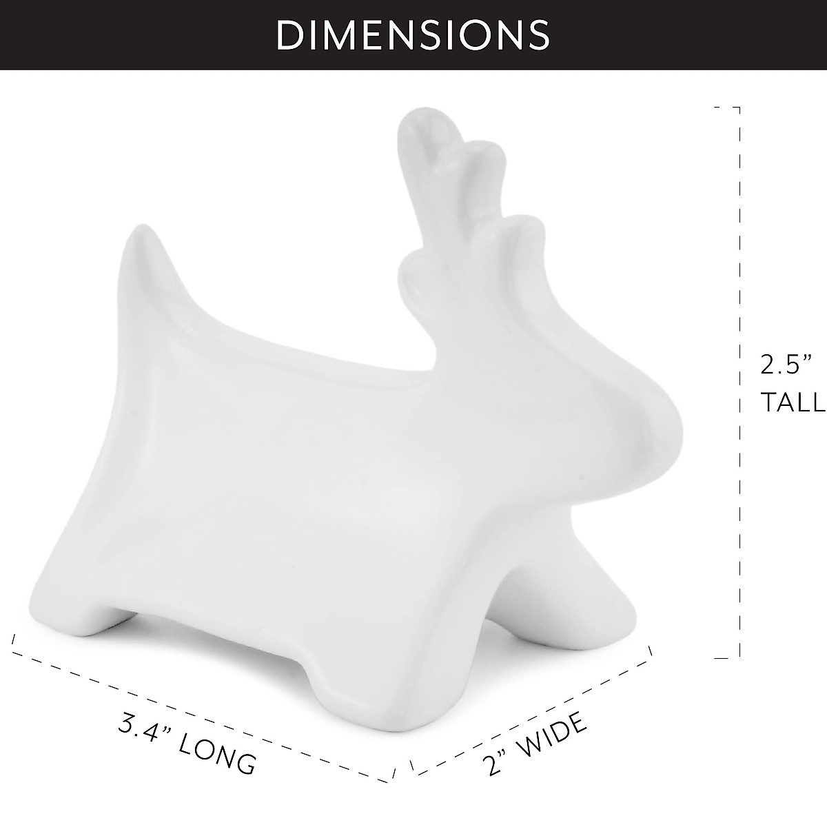 AuldHome Design Reindeer Place Card Holders (12-Pack), Ceramic Reusable Write-On Wipe-Off Christmas Place Card Stands for Table