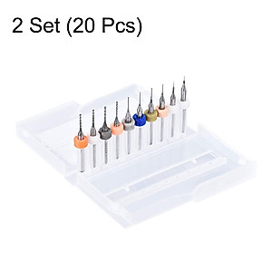 uxcell PCB Drill Bits 0.15mm-1.0mm Tungsten Carbide Rotary Tool Jewelry CNC Engraving Print Circuit Board Micro Drill Bits 1/8 Inch Shank 2 Set (20 Pcs)