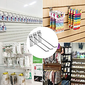 30Pack Slatwall Hooks, 4”& 6” Heavy Duty Panel Display Hooks, Commercial Grade Slat Board Hooks for Panel, 1/4” Thickness Metal Slatwall Deluxe Hooks for Garage Shop Retail Display, Silver