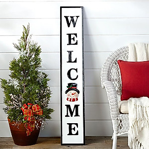 Interchangeable Wall Leaning Welcome Sign with 8 Magnetic Season Icons