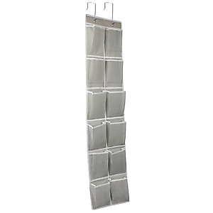 GOMAJI Over the Door 12 Pocket Hanging Shoe Organizer, Gray