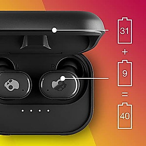 Skullcandy Grind True Wireless In-Ear Bluetooth Earbuds Compatible with iPhone and Android / Charging Case and Microphone / Great for Gym, Sports, and Gaming, IP55 Water Dust Resistant - Black