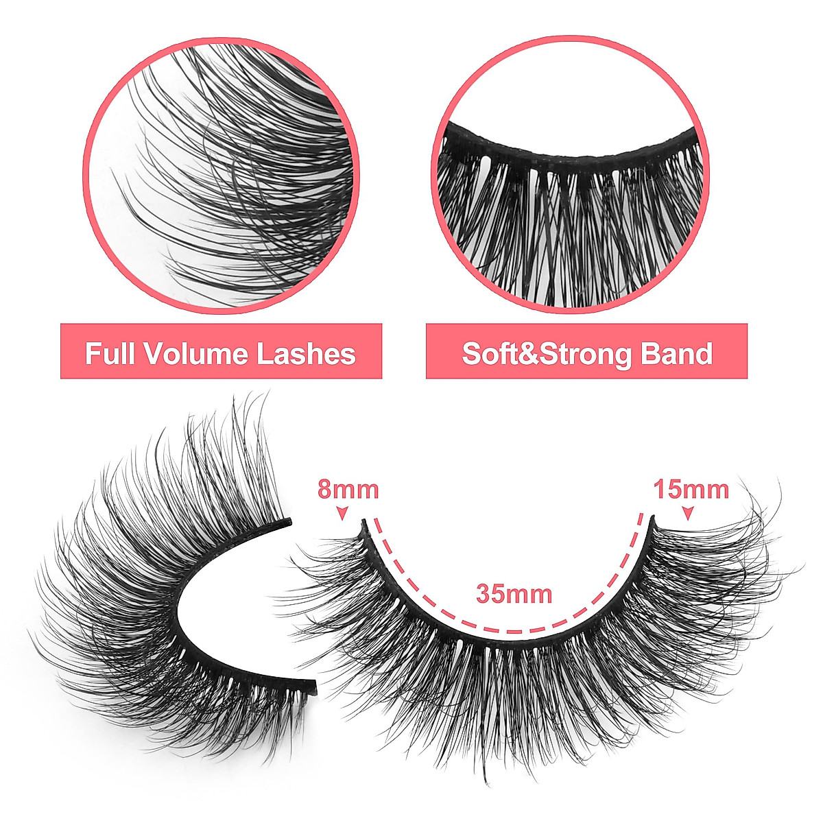Natural Eyelashes 15mm Fake Lashes Cat Eye Mink Lashes Fluffy Volume Wispy Eyelashes Pack 16 Pairs by Zegaine