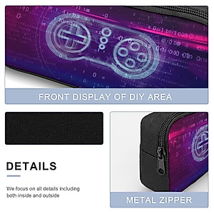 NAWFIVE Retro Gamepad Controller Backpack with Lunch Box And Pencil Case Set 3d Hologram Gaming Travel Daypack Bookbag for Men Women Laptop Backpack 3pcs