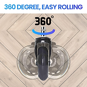 Fohfurniture - Universal Desk and Office Chair Wheels Replacement, Smooth Rolling Caster Wheels for Most Chair Types, Keeps Floors Scratch-Free, Noiseless Chair Rollers, Set of 5