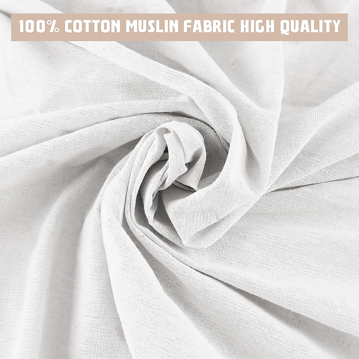 Muslin Fabric 100% Cotton Muslin Linen Fabric 63 inch x 10 Yards Medium Weight Textile Bleached White Cotton Fabric by Yard for Sewing Apparel Cloth