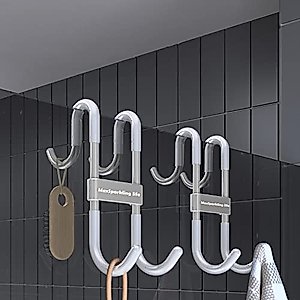 MaxSparkling life 2 Pack Shower Glass Door Hooks, Stainless Steel Double Hook Design, with Silicone Cover to Prevent Scratch, Black Hooks for Bathroom Glass Door Shower Door Hanging Towels, Bathrobes