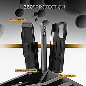 MOTIVE for iPhone 15 Pro Case with Belt Clip, Shell Holster Combo for Apple iPhone 15 Pro Holster, Slim Rugged Case, Drop Shockproof Protective Cover & Kickstand, 6.1 inch | Black