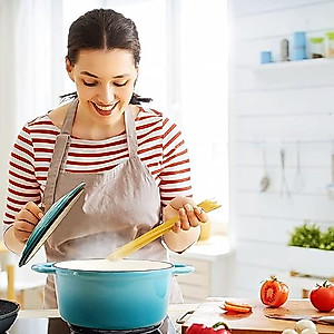 COOKWIN Enameled Cast Iron Dutch Oven, 5 QT Bread Baking Pot with Self Basting Lid, Non-stick Enamel Coated Cookware Pot, Great Christmas Gifts for Family, Teal