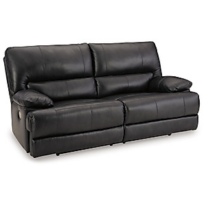 Signature Design by Ashley Mountainous Modern Leather Match Wall Hugger Power Reclining Sofa with Adjustable Headrest and USB Ports, Black