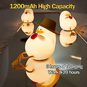 NICE POINT Fun Night Light for Kids, Cute Squishy Duck Bedside Lamp, Kawaii Animals Silicon Light Up for Boys and Girls, LED Decor Nightlight for Toddler Bedroom and Kid Room.