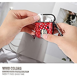 AirPods Case Cover with Keychain, Full Protective Silicone case for Apple Airpods 1 & 2 Accessories Skin Cover for Women Girl ,AirPods Wireless Charging Case (RED)