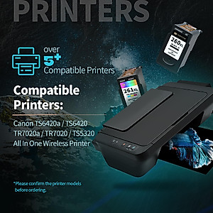 JINTUM Compatible Ink Cartridges Relacement for Canon 260 and 261 Ink Cartridge for TS6420a TS6420 TR7020a TR7020 TS5320 Printer Ink (1 Black, 1 Tri-Color)