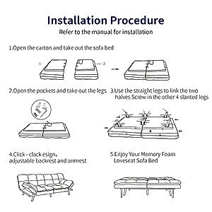 Opoiar Futon Sofa Bed,Small Splitback Linen Fabric Memory Foam Couch,Modern Convertible Love seat for Compact Living Spaces,Studio,Apartment,Dorm,Guest Room,Home Office 71”/Grey Sofa