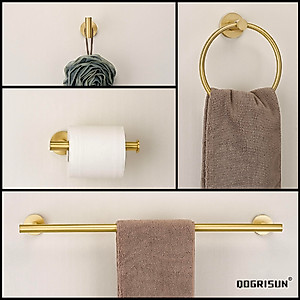 QOGRISUN Brass Towel Hook for Bathroom, Gold Coat Hook Door Hanger Towel Robe Hook Heavy Duty,Modern Brass Bathroom Accessories Wall Mounted, 1 Pack Brushed Brass
