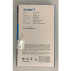 Alcatel 1 Unlocked Phone 4G LTE 5" Display 16GB Dual Camera ATT, Tmobile, Metro, Straight Talk - Black