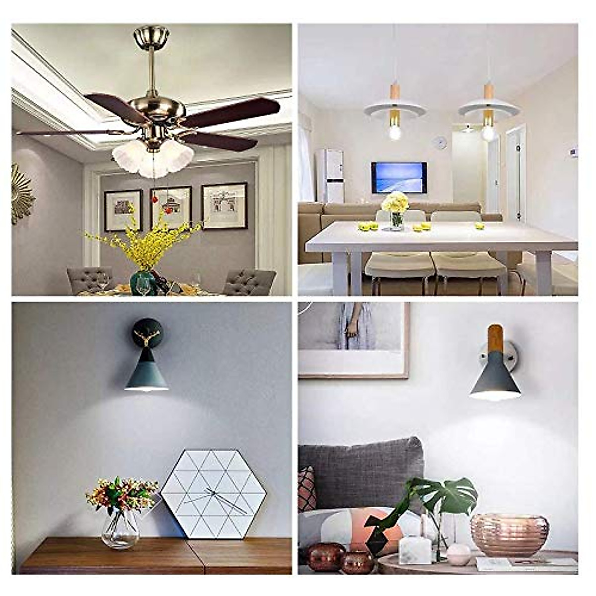 MaoTopCom E14 Vintage Edison LED Light Bulbs 1W Non-Dimmable, European Base Daylight White 6500K 10 Watt Replacement G40 Equivalent Filament Mini Globe Bulb, Clear Glass, AC 110V(6 Pack)