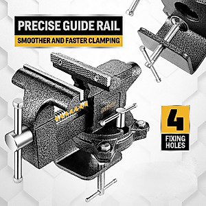 Updated 2-In-1 Bench Vise or Table Vise 4.5 Inch, Clamp Vice for Workbench Constructed with Cast Steel, Heavy Duty Workbench Vise Swivel for Woodworking