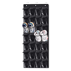 KEETDY Long 3 Tier Shoe Rack for Closet and 28 Clear Pockets Door Shoe Organizer