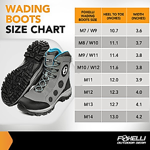 Foxelli Wading Boots – Lightweight Wading Boots for Men, Rubber Sole Wading Shoes, Fly Fishing Boots Grey