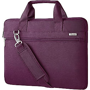 Voova Laptop Bag Carrying Case 17-17.3 Inch for Women, 360° Protective Computer Sleeve Cover with Shoulder Strap Compatible with Lenovo Asus Acer Dell Hp Notebook, Waterproof Slim Briefcase, Purple