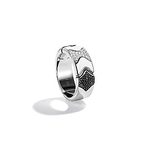 Jewelili Star Wars™ Fine Jewelry The Stormtrooper Women's Ring 1/2 Ct.Tw. Black and White Diamonds and Ceramic Silver