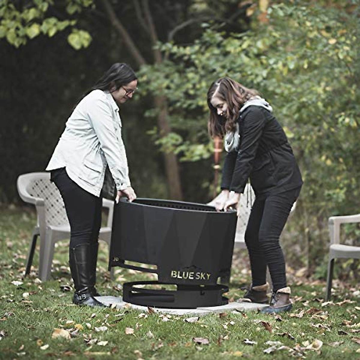 Blue Sky Outdoor Living 33” Steel Mammoth Patio Smokeless Fire Pit, Firewood and/or Wood Pellet Burning, Black (PFP3318)