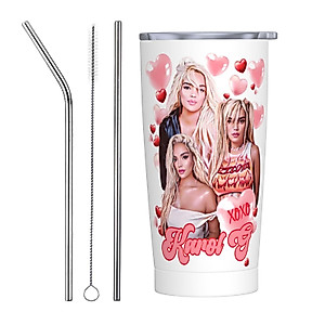 Kiserjens Stainless Steel Insulated Tumbler Vacuum Water Bottle Travel Cup Coffee Mug With Straw,Lid and Brush 20 oz