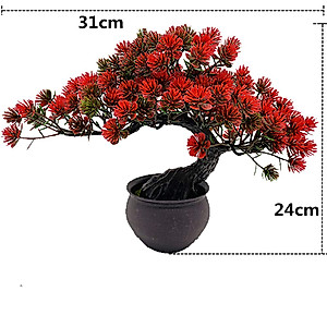 Fycooler Artificial Plants Artificial Bonsai Juniper Tree Potted Faux Japanese Pine Bonsai Simulation Zen Garden Fake Plant Artificial Bonsai Tree for Home Office Showcase Indoor Décor Desktop Display