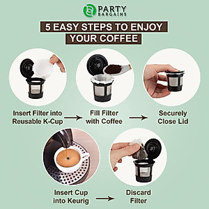 PARTY BARGAINS 300 Paper Coffee Filters - White Classic Design Single-Use Coffee Filter Compatible with Keurig 1.0 & 2.0, Perfect Size and Quantity