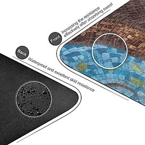 GOODOLD Mosaic Art Tree Yoga Mat, 71 x 26 Inch Non-slip Yoga Mats Folding Travel Exercise Mat Indoor Outdoor Gym Pilates with Storage Bag for Women Men