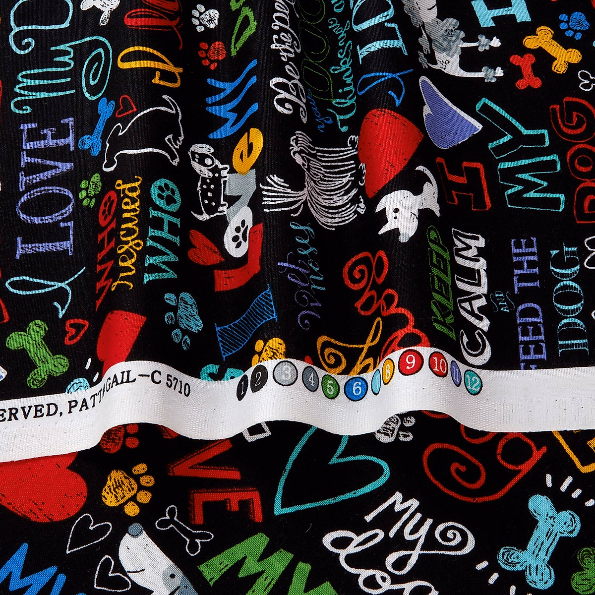 Timeless Treasures I Love My Dog Words Black, Quilting Fabric by the Yard