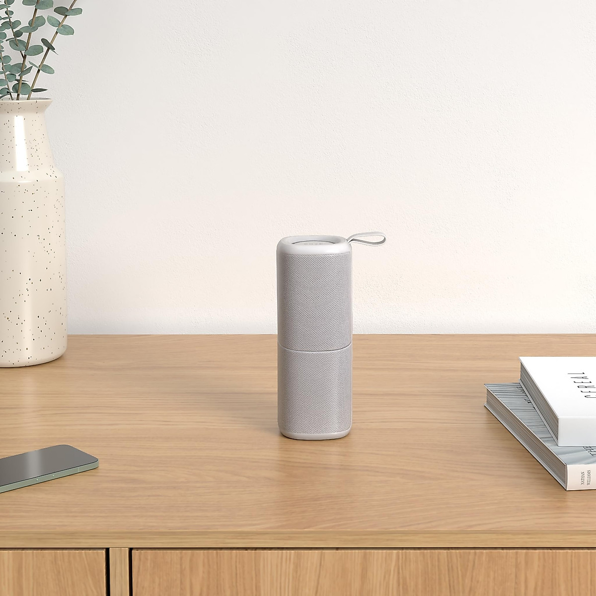 KOVE Commuter 2 Portable Speaker - Concrete Bluetooth Speakers, Wireless with HD Louder Volume, Deep Bass Subwoofer, Microphone, IPX7 Water Resistant - Perfect Boom Box for Home, Outdoor or Travel