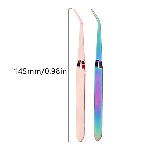 Jualyue Nail Art Tweezers Set Stainless Steel Tip C Curve Pinchers Sculpture Clip Manicure Pointed Slant Tool for Nail Art 2pcs, Curved Nail Tweezers, Nail Tweezers Nipper, Nail Tweezers