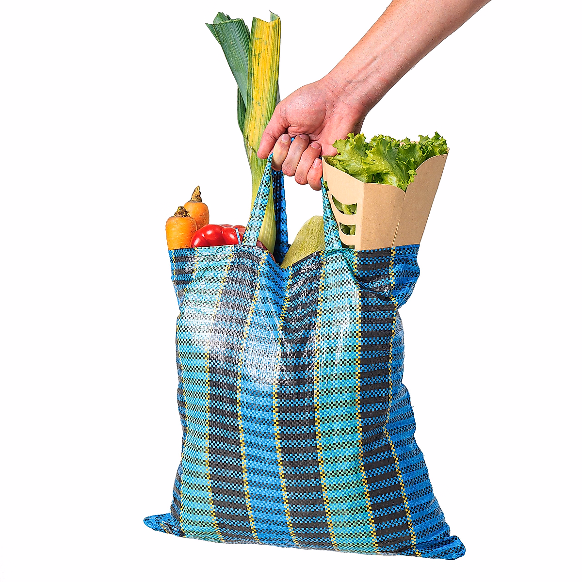 PRO&Family Ukraine Retro Reuseable Grocery Bags Shopping Cart Bags Foldable Reusable Shopping Bag Shopping Bag For Grocery (Blue, 5)