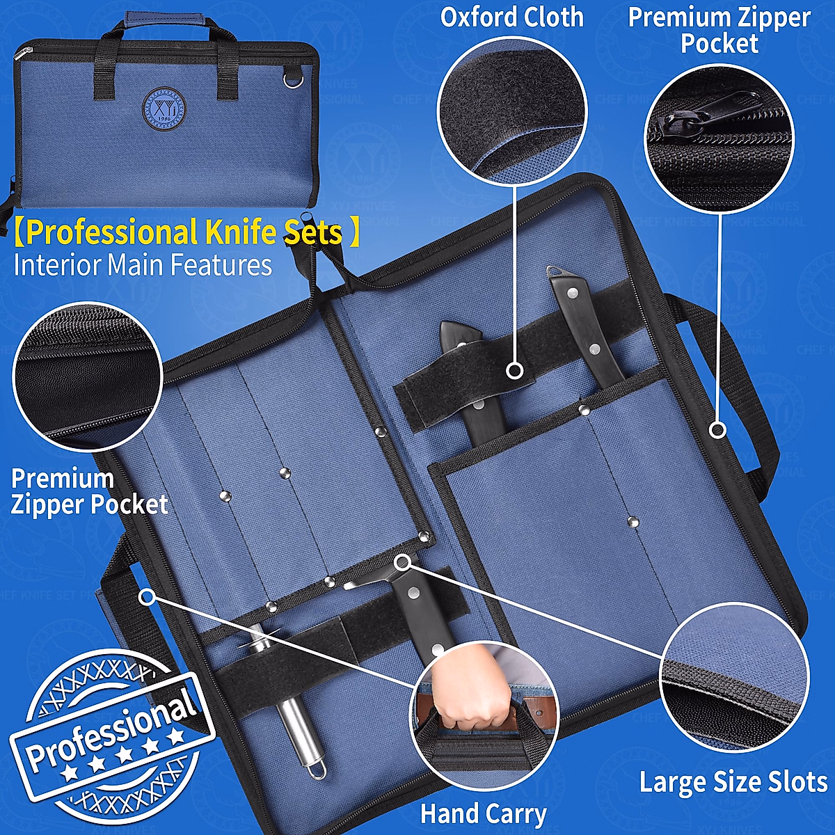 XYJ Portable Chef Knife Set Professional,Japanese Chef Knives With Sheath,Sharpener Rod,Cleaver Boning Knife For Vegetable Meat Cutting Camping Kitchen Knives,Full Tang,Gifts for Mom Dad