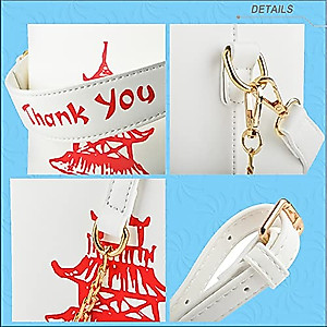 Fashion Crossbody Shoulder Bag, i5 Chinese Takeout Box Purse with Comfortable Chain Strap (fushcia) (white-red2)