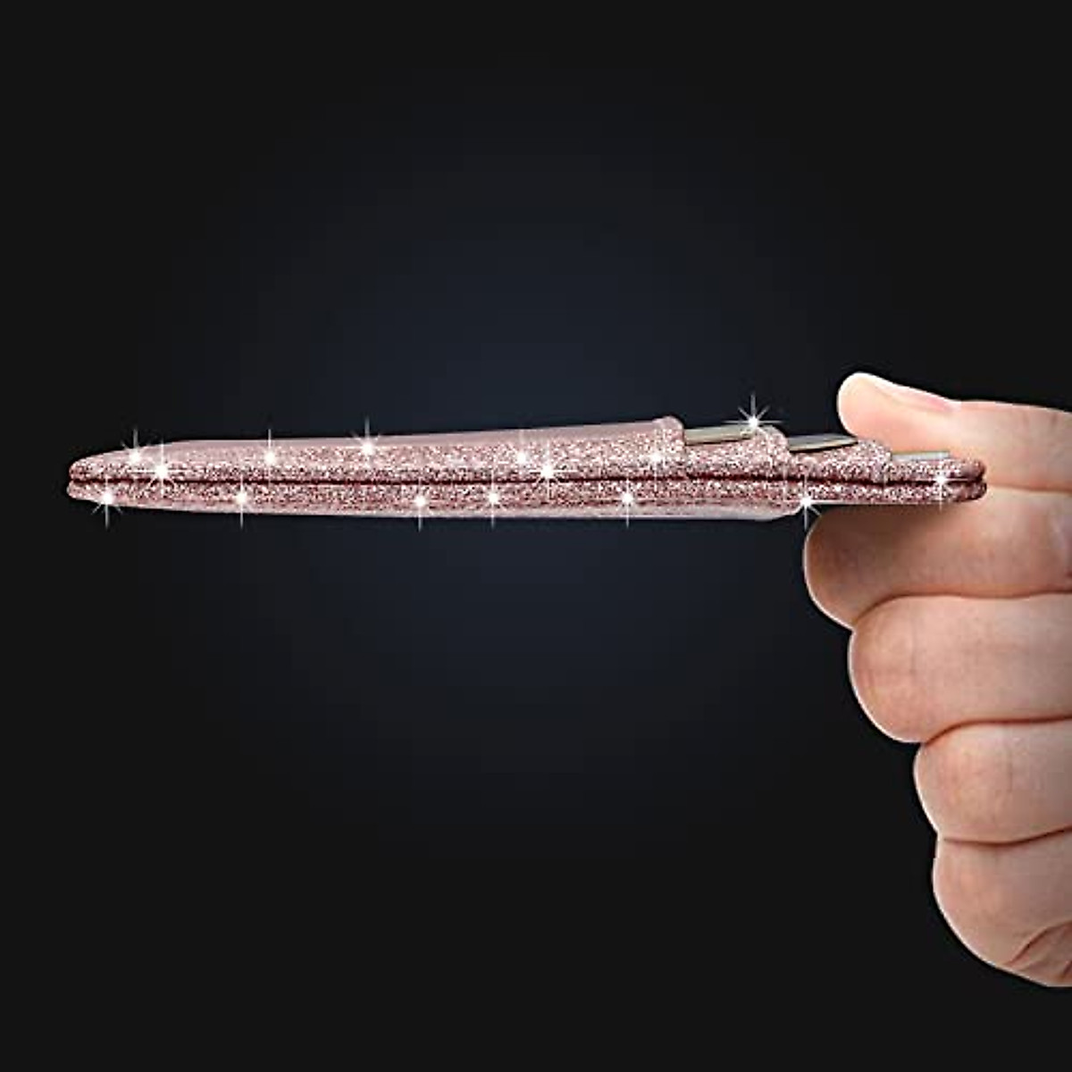 HOTCOOL Card Holder Wallet Front Pocket Minimalist Leather With RFID Blocking Wallet for Men & Women, Glitter Rose