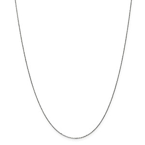 The Black Bow 0.8mm, 10k White Gold, Diamond Cut Cable Chain Necklace, 20 Inch