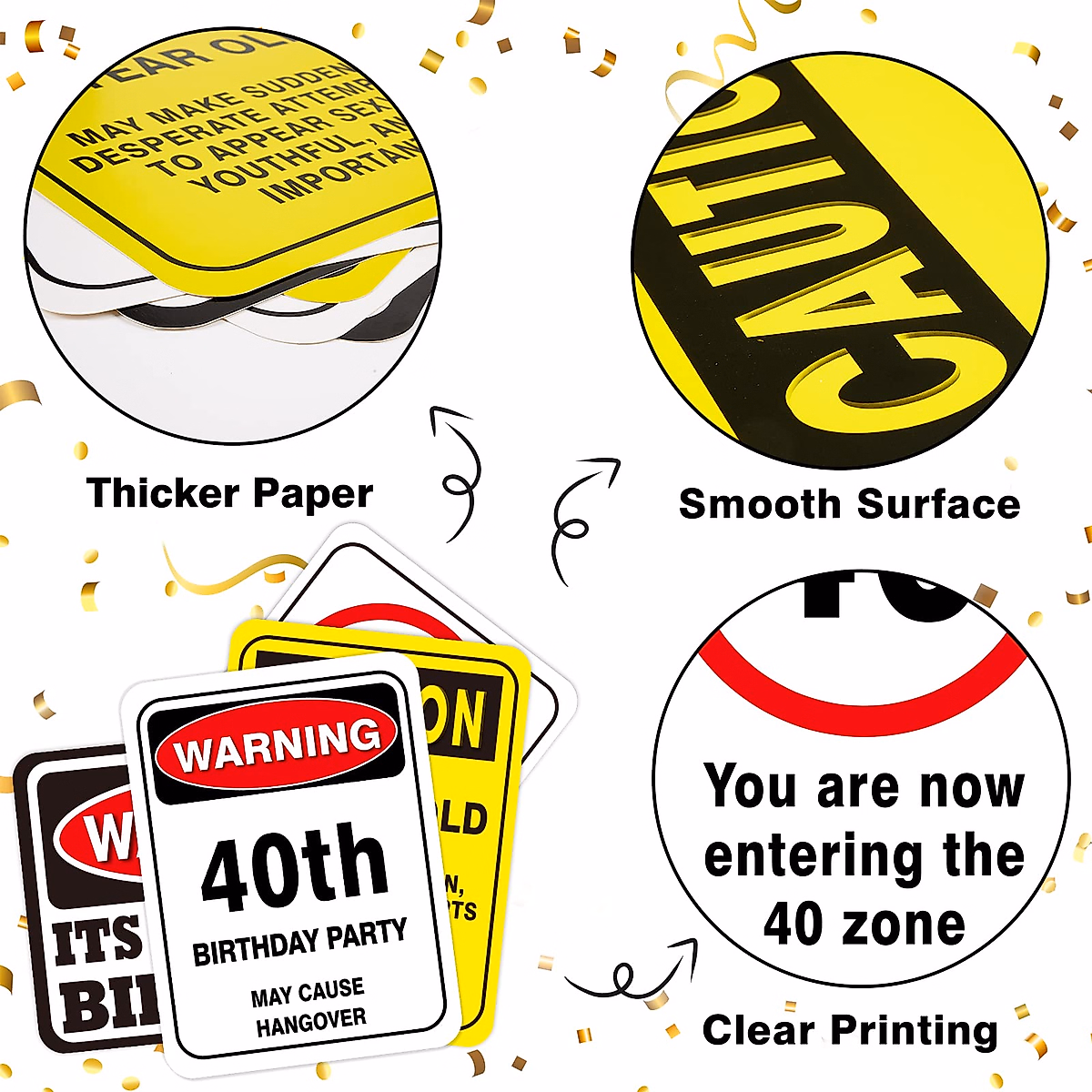 WERNNSAI 40th Birthday Decorations - 9 Pcs 40 Birthday Decorations for Men, 40 Year Old Decorations Signs Table Centerpieces Funny Picture Props, Women 40s Door Windows Wall Decor, Bday Party Garden Banner